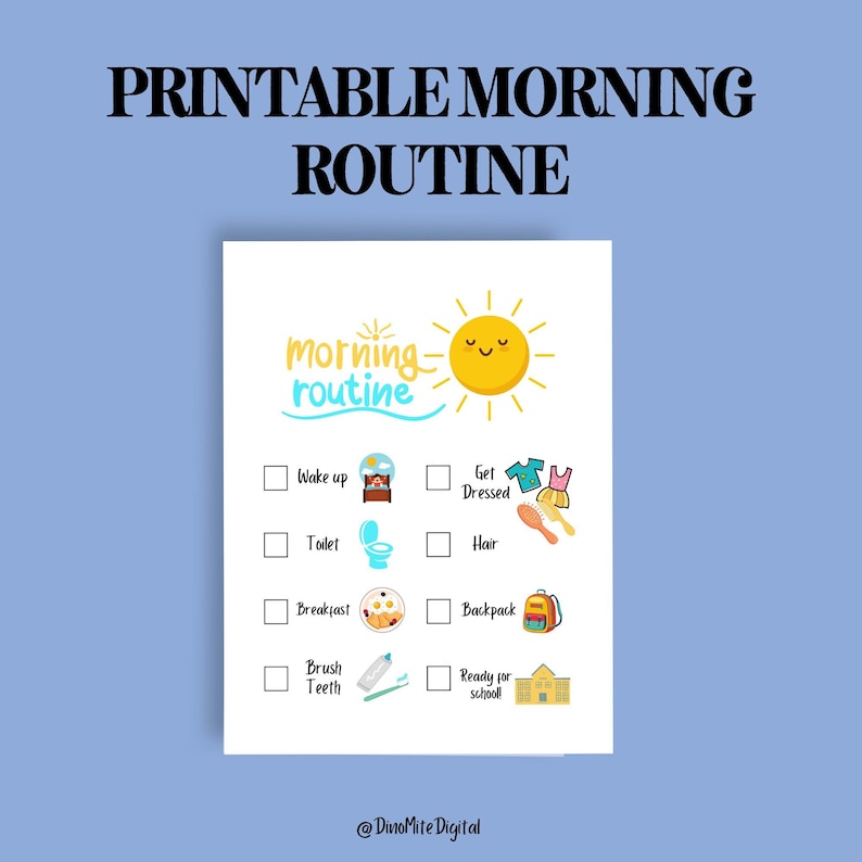 Morning Routine for Kids, Ready for School Routine Chart, Printable ...