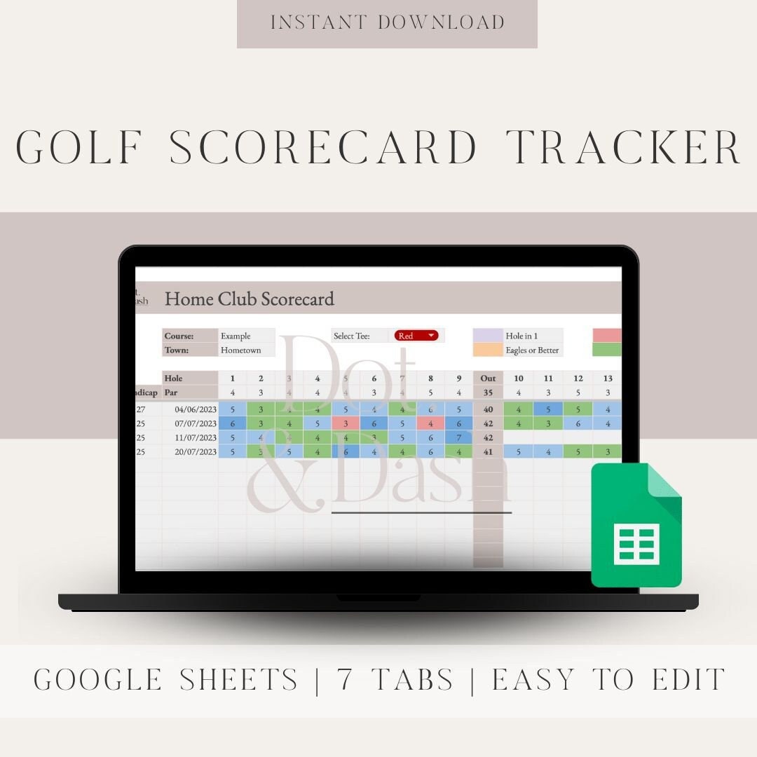 Golf Scorecard Tracker | Editable Google Sheet/excel Inc. Score ...