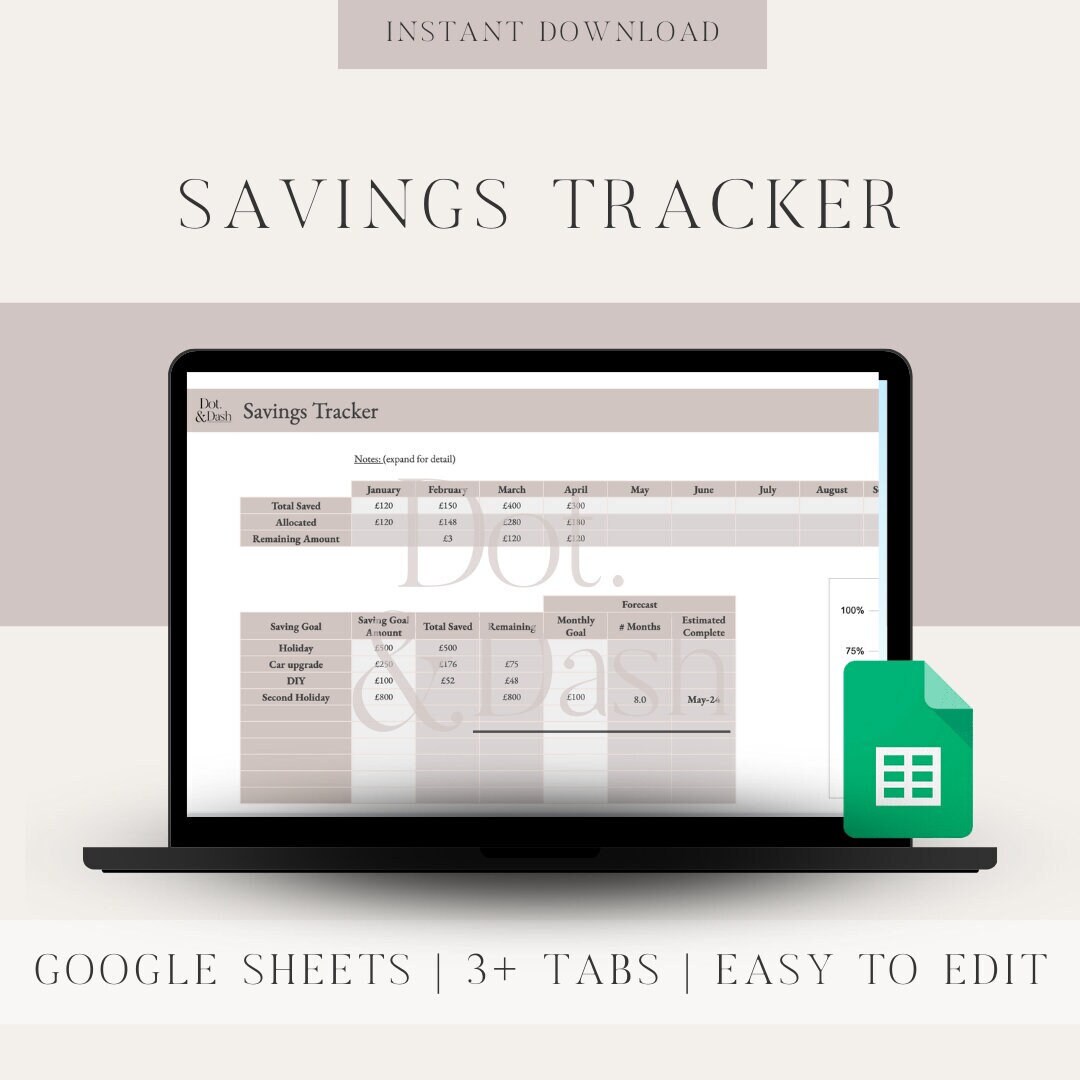 Savings Tracker Editable Google Sheet Including Individual - Etsy
