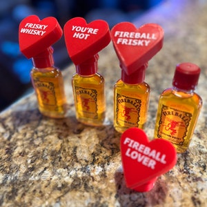 Fireball® Whisky Valentine Heart 50ml Bottle Topper (x4) - Etsy