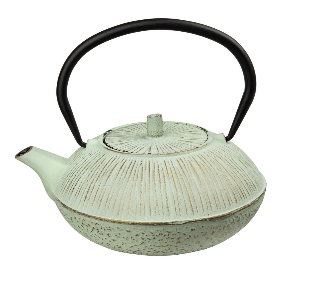Japanese Teapot Asaka 1.0L Iron Pot in Green With Stainless Steel Strainer Elegant Design, Ideal ...