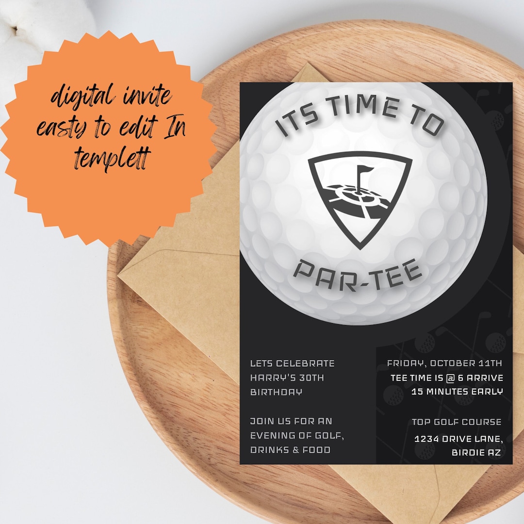 Kids Golf Birthday Party Invite Customizable Adults Birthday Invite ...