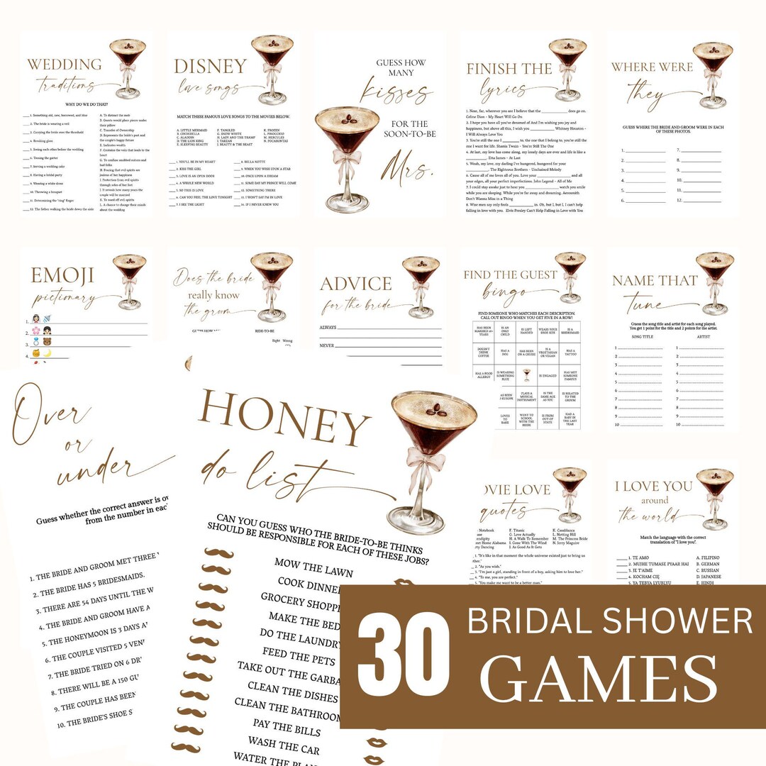 Love is Brewing Bridal Shower Games Bundle, Coffee Theme (digital ...