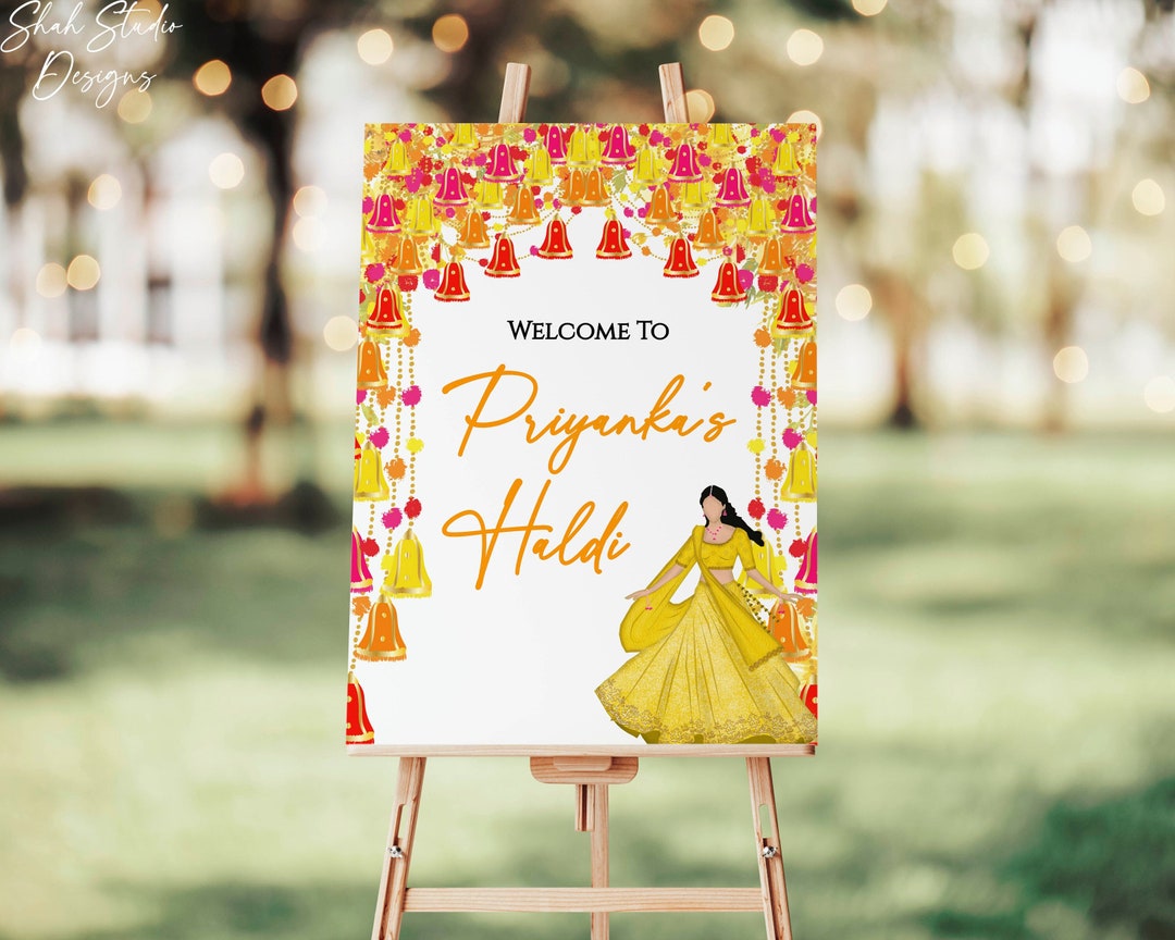Haldi Welcome Sign, Haldi Decor, Haldi Poster, Haldi Sign, Pithi ...