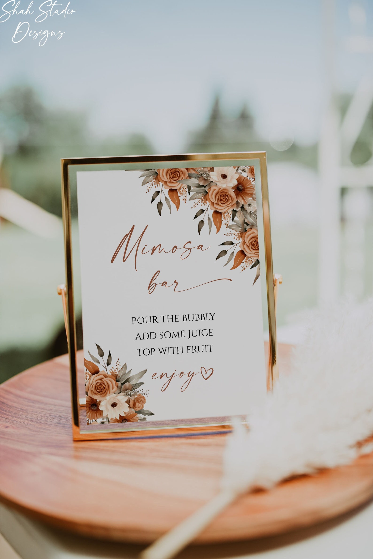 Fall Floral Mimosa Bar Sign, Autumn Bridal Shower (digital Download ...