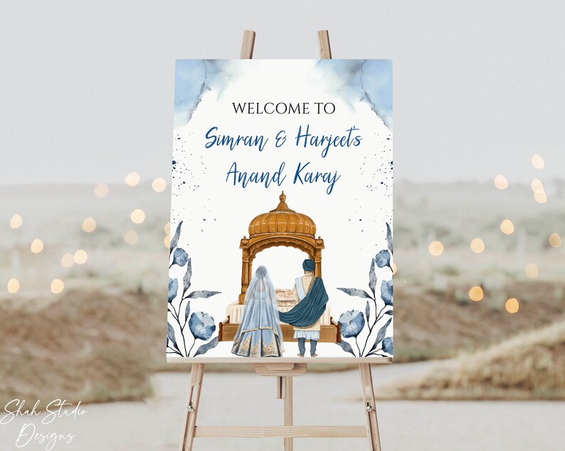Sikh Wedding Welcome Sign, Anand Karaj Ceremony (digital Download) - Etsy