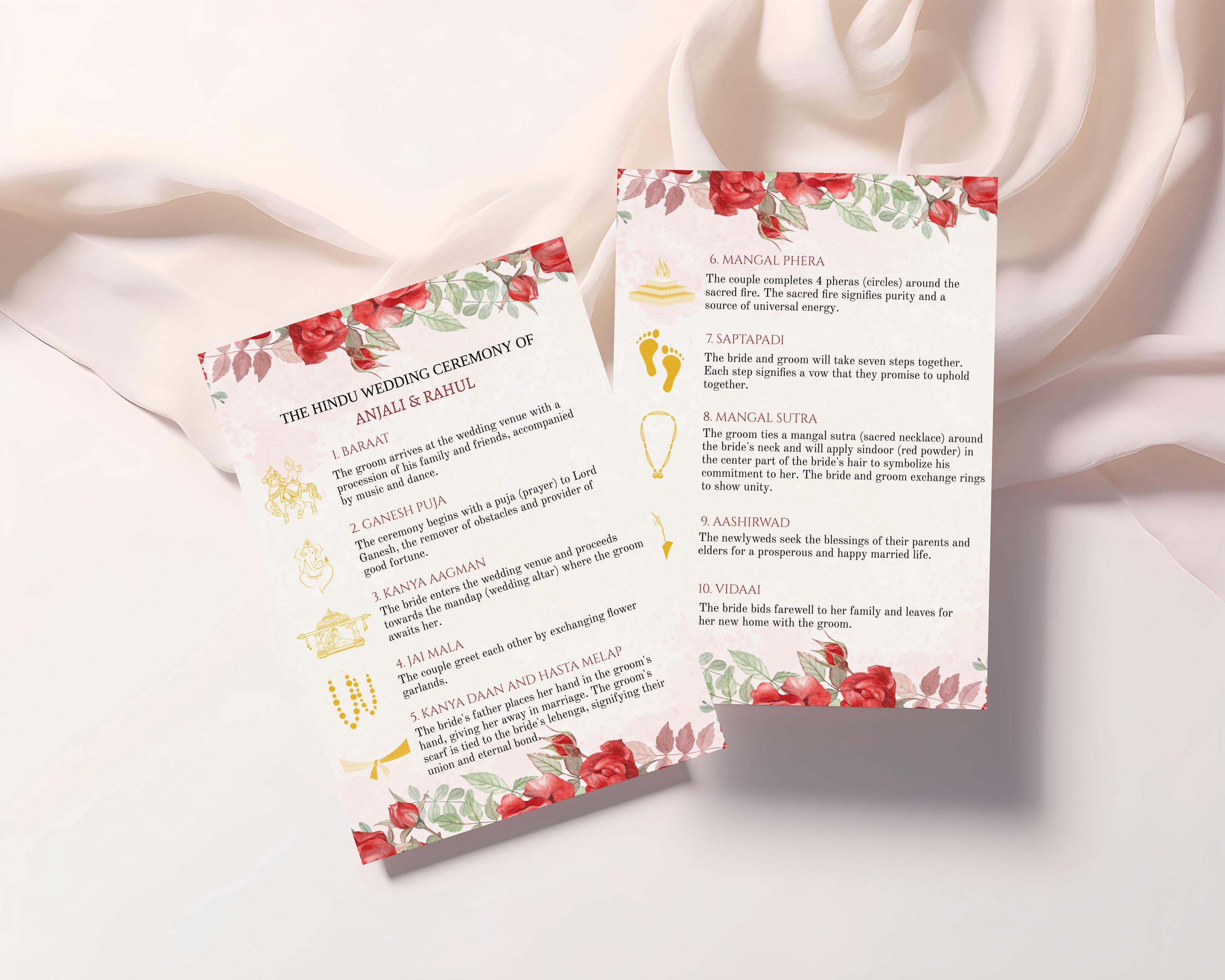 Indian Wedding Ceremony Program Template (digital Download) - Etsy