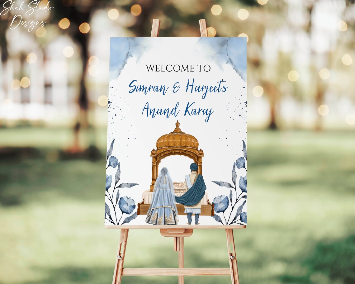Sikh Wedding Welcome Sign, Anand Karaj Ceremony (digital Download) - Etsy