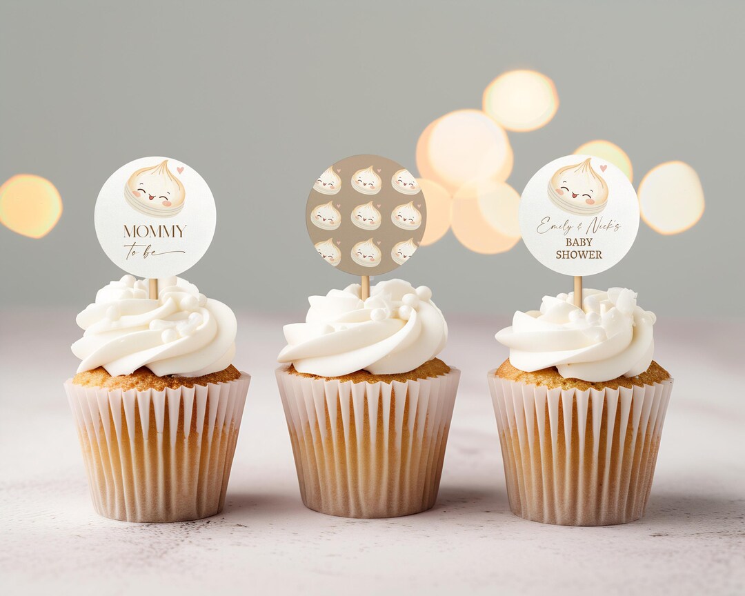 Dumpling Baby Shower Cupcake Toppers, Dim Sum Theme (digital Download ...