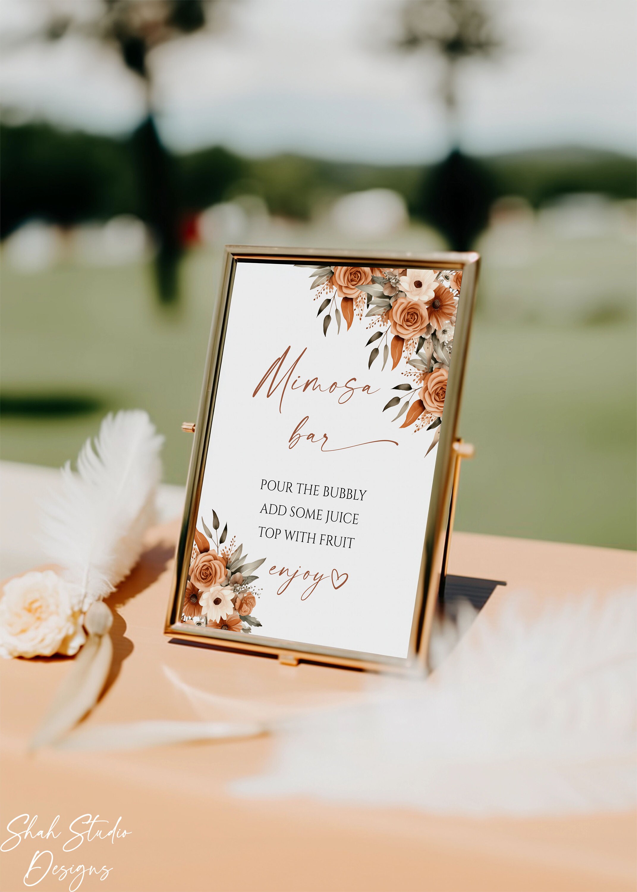 Fall Floral Mimosa Bar Sign, Autumn Bridal Shower (digital Download ...