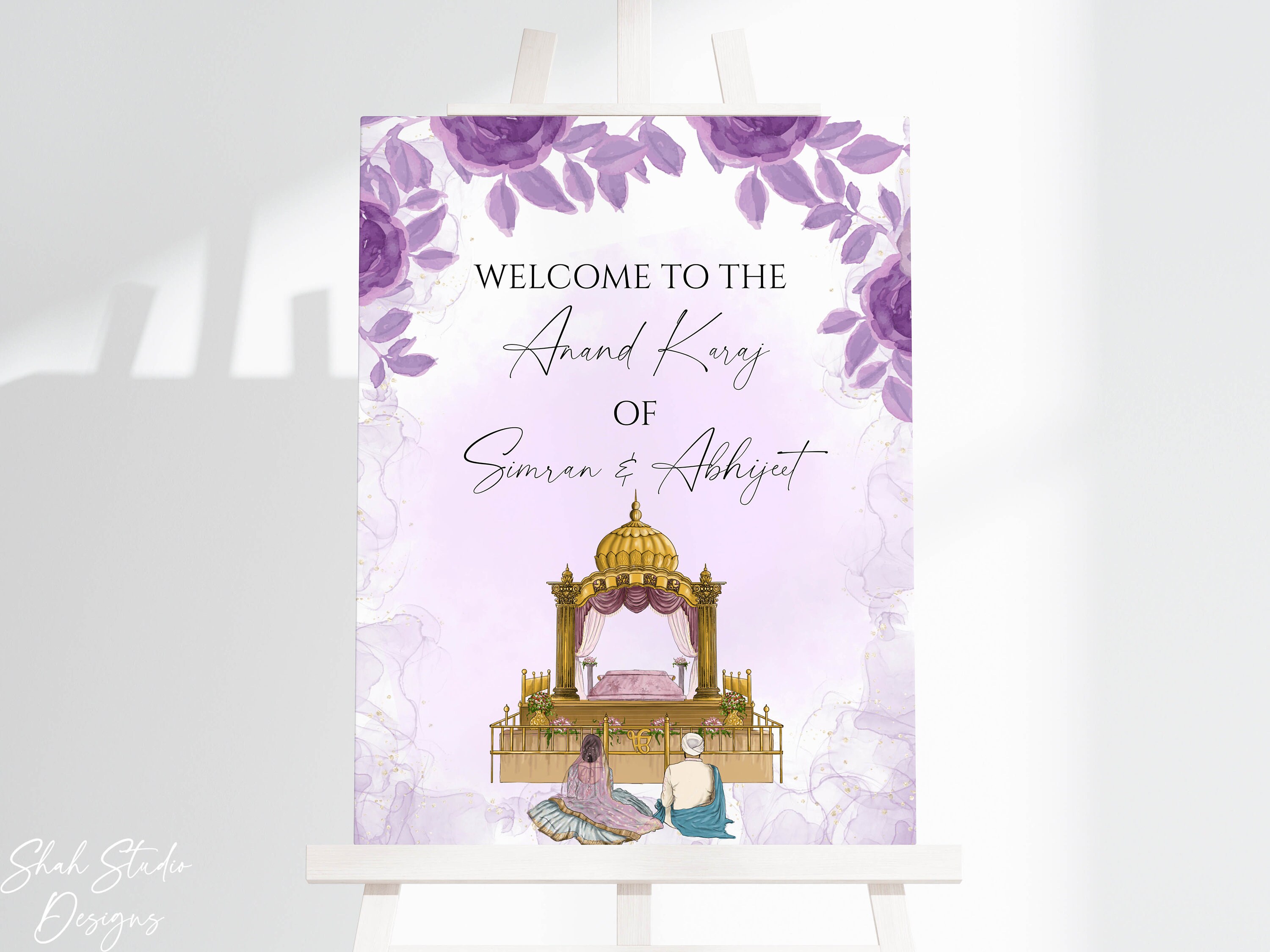 Sikh Wedding Welcome Sign, Anand Karaj, Punjabi Decor (digital Download ...