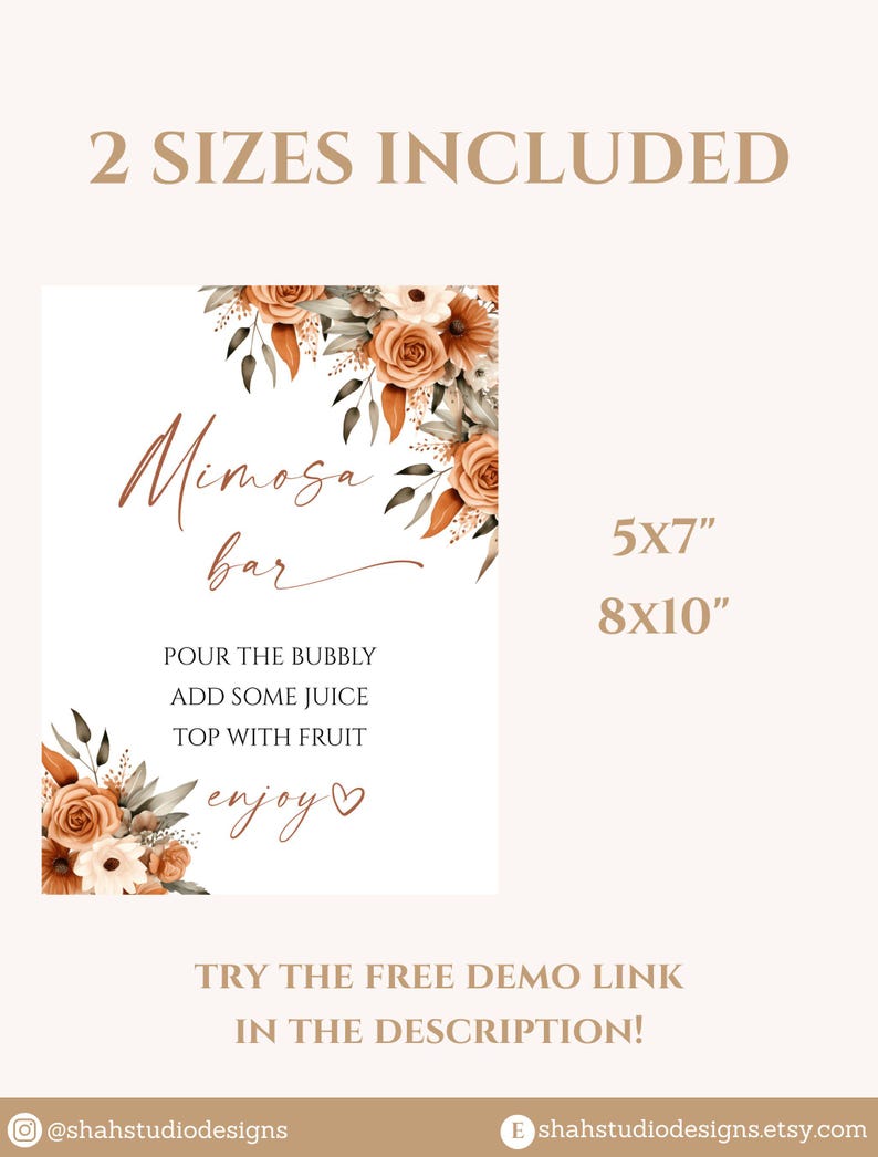 Fall Mimosa Bar Sign, Fall Bridal Shower Mimosa Sign, Bubbly Bar Sign ...