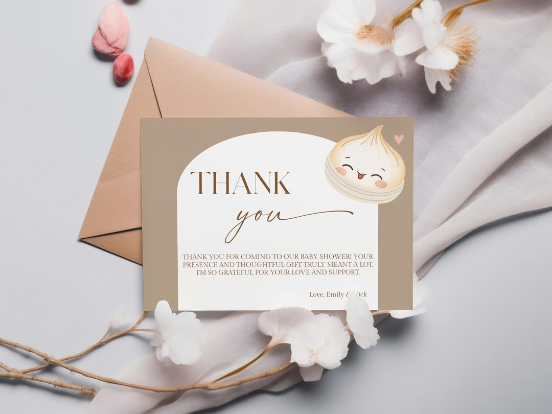 Dumpling Baby Shower Thank You Card, Dim Sum Theme, (digital Download ...