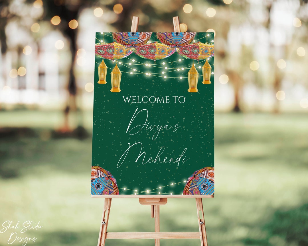 Mehendi Welcome Sign, Mehendi Sign, Hindu Wedding Sign, Mehndi Signs ...