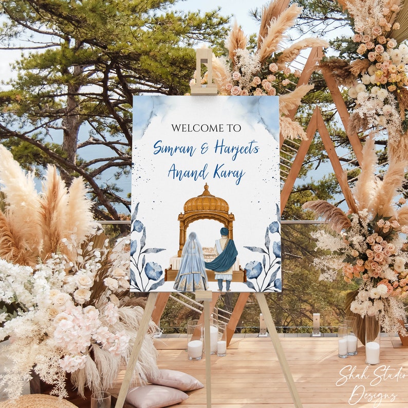 Sikh Wedding Welcome Sign, Anand Karaj Ceremony (digital Download) - Etsy