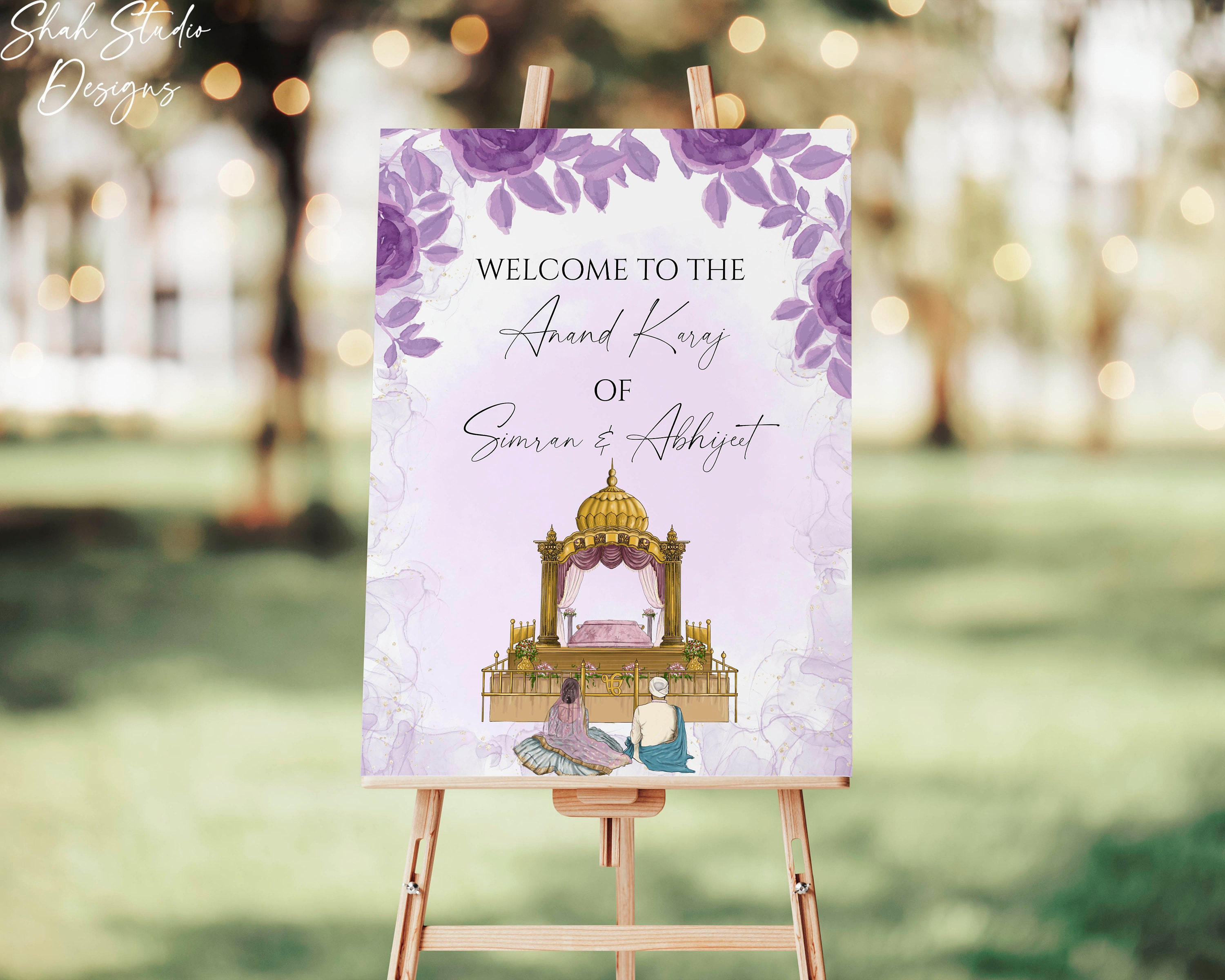 Sikh Wedding Welcome Sign, Anand Karaj, Punjabi Decor (digital Download ...