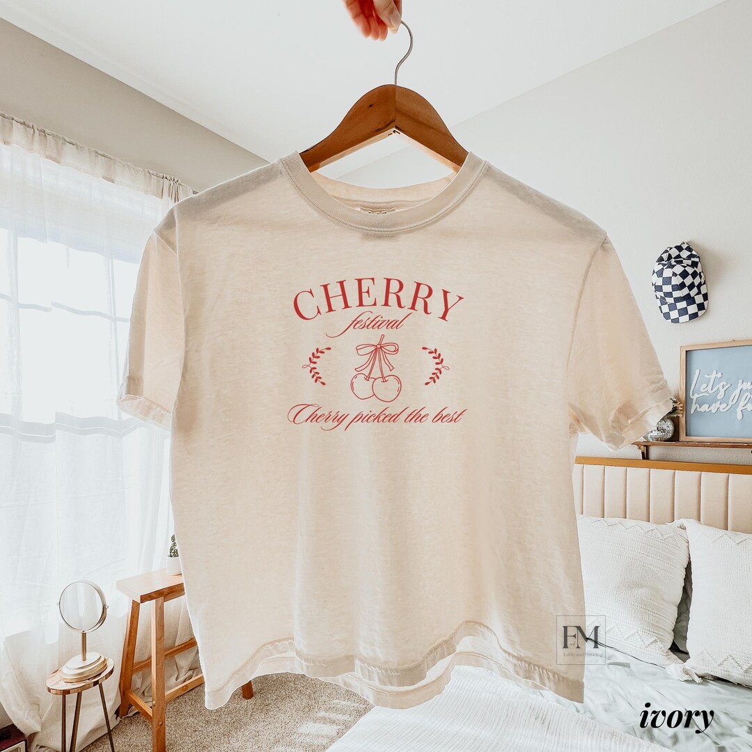 Cherry Festival Tshirt Minimal Style Comfort Colors® Crop Top Shirt ...