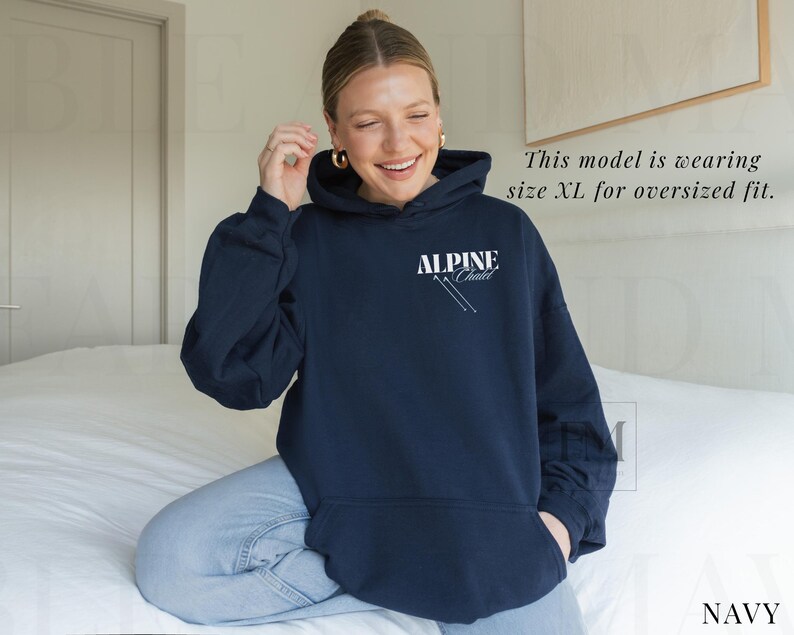 Ski Hoodie, Winter Sports Hooded Sweatshirt, Retro Style Ski Lodge ...