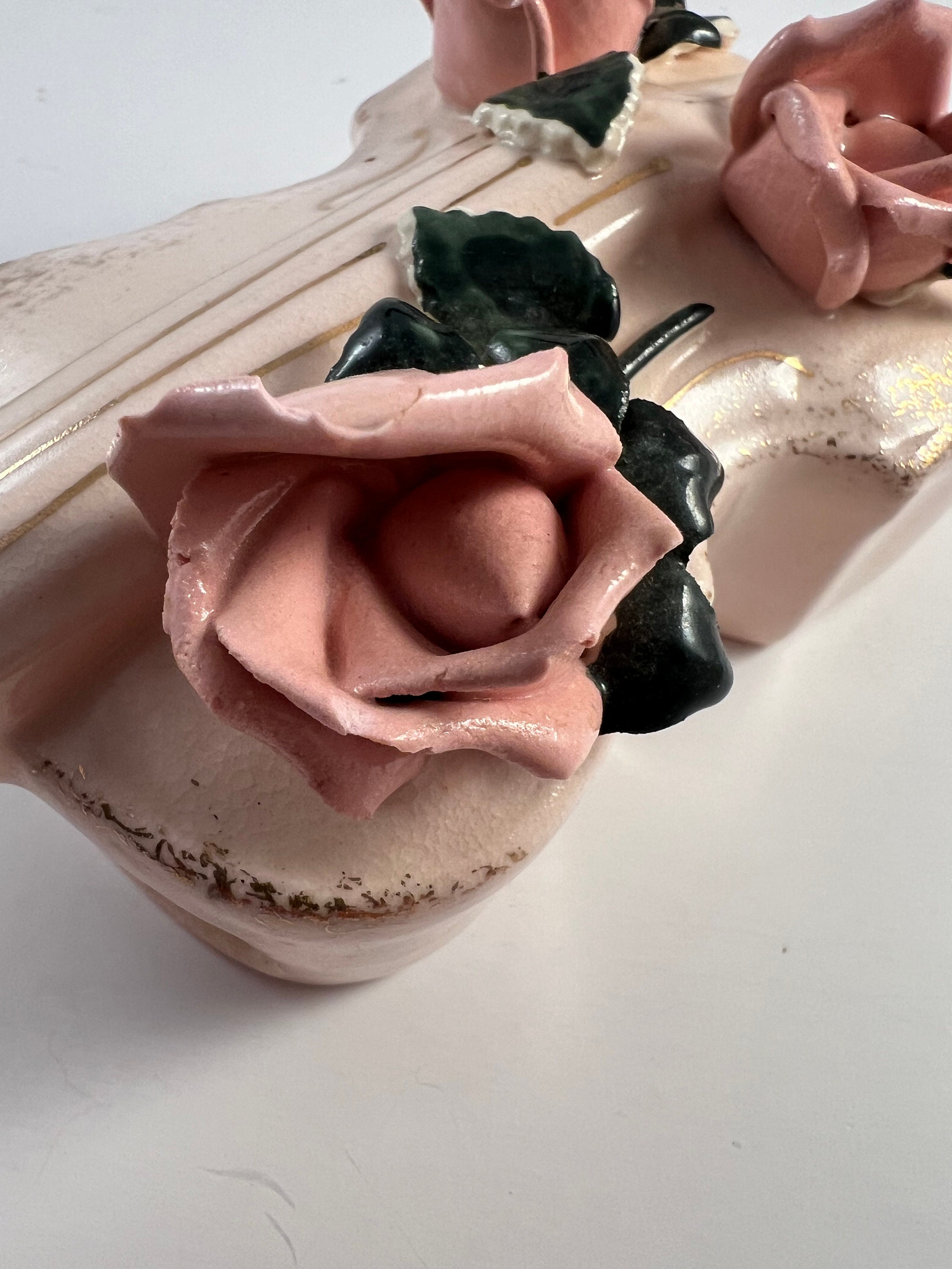 Vintage Lefton Pink Wall Pocket. Cello/violin Pink Roses. - Etsy