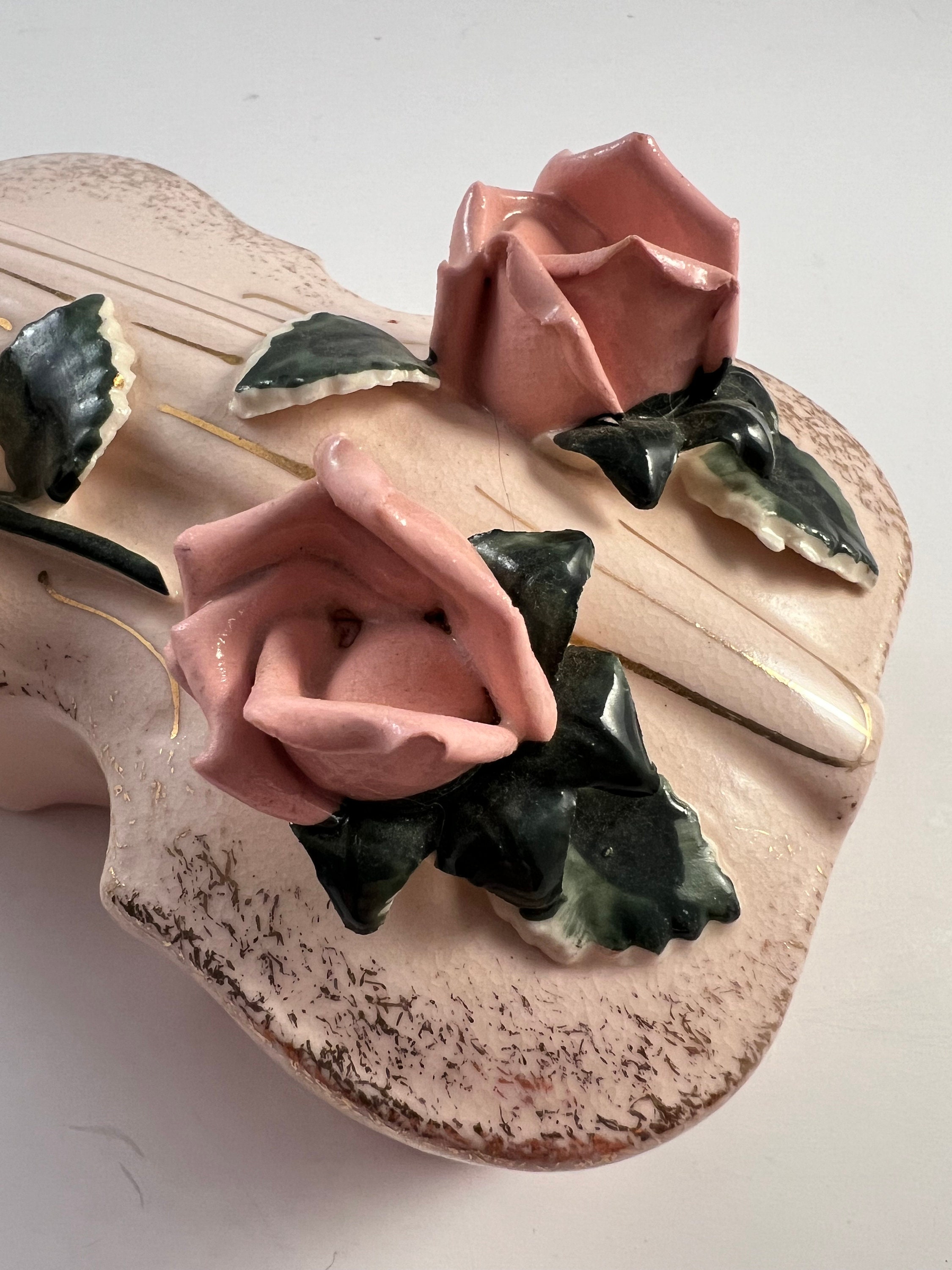 Vintage Lefton Pink Wall Pocket. Cello/violin Pink Roses. - Etsy