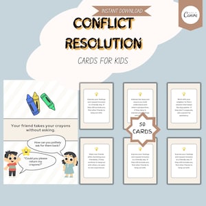 Editable Conflict Resolution Skills Cards for Kids Template,conflict ...