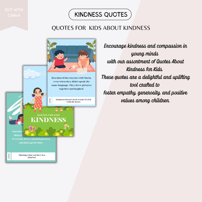 Therapy for Children Positive Cards, Kindness Quotes for Kids ...