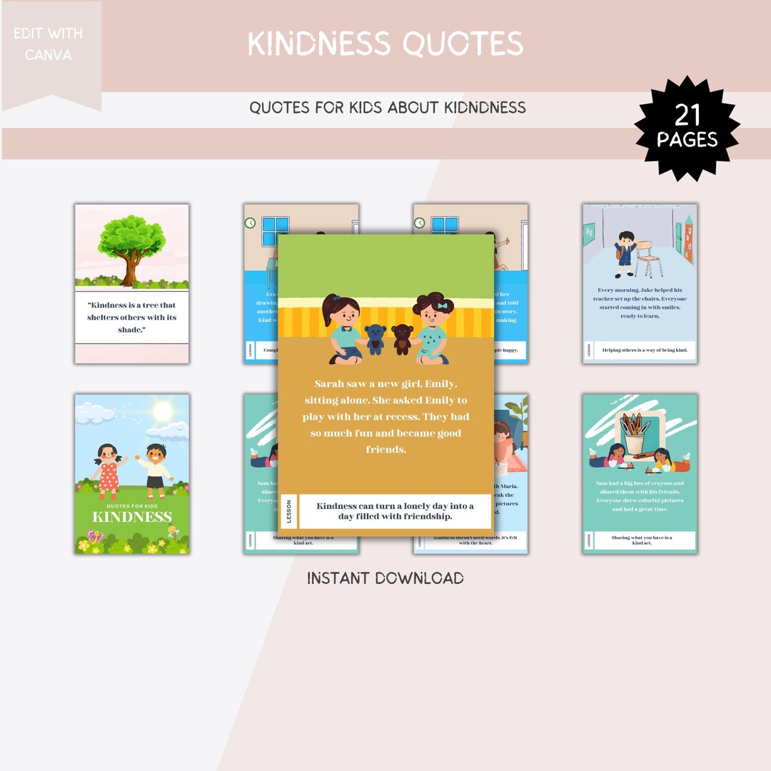 Therapy for Children Positive Cards, Kindness Quotes for Kids ...