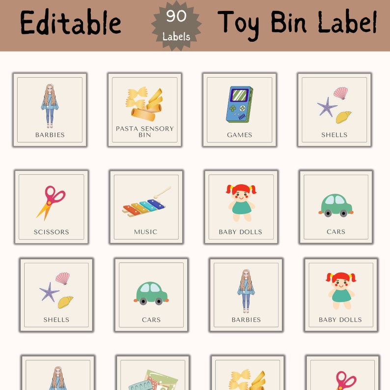 Editable ADHD Toy Bin Labels, Playroom Label, Toy Storage Box,trofast ...