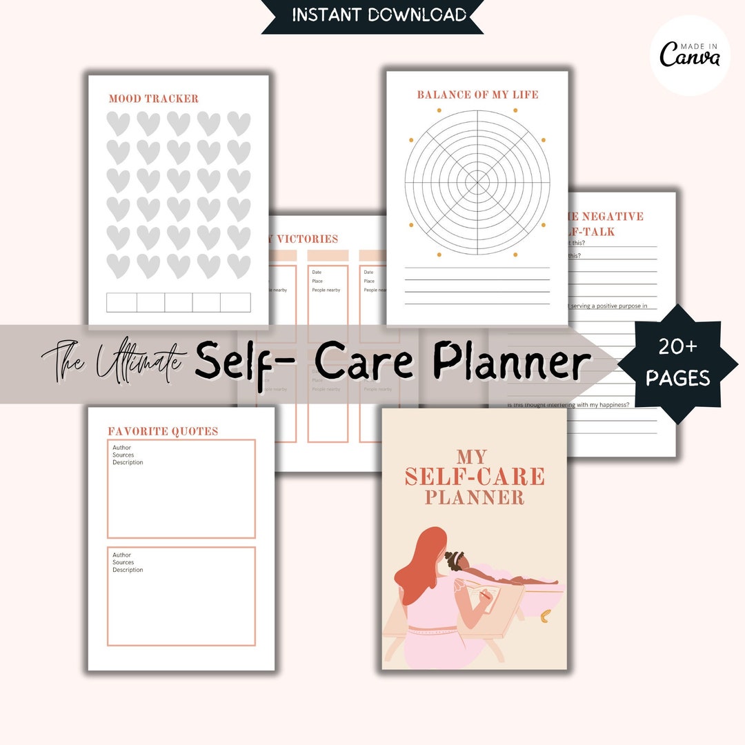 Self Love Planner, Printable Workbook, Canva Editable Template ...