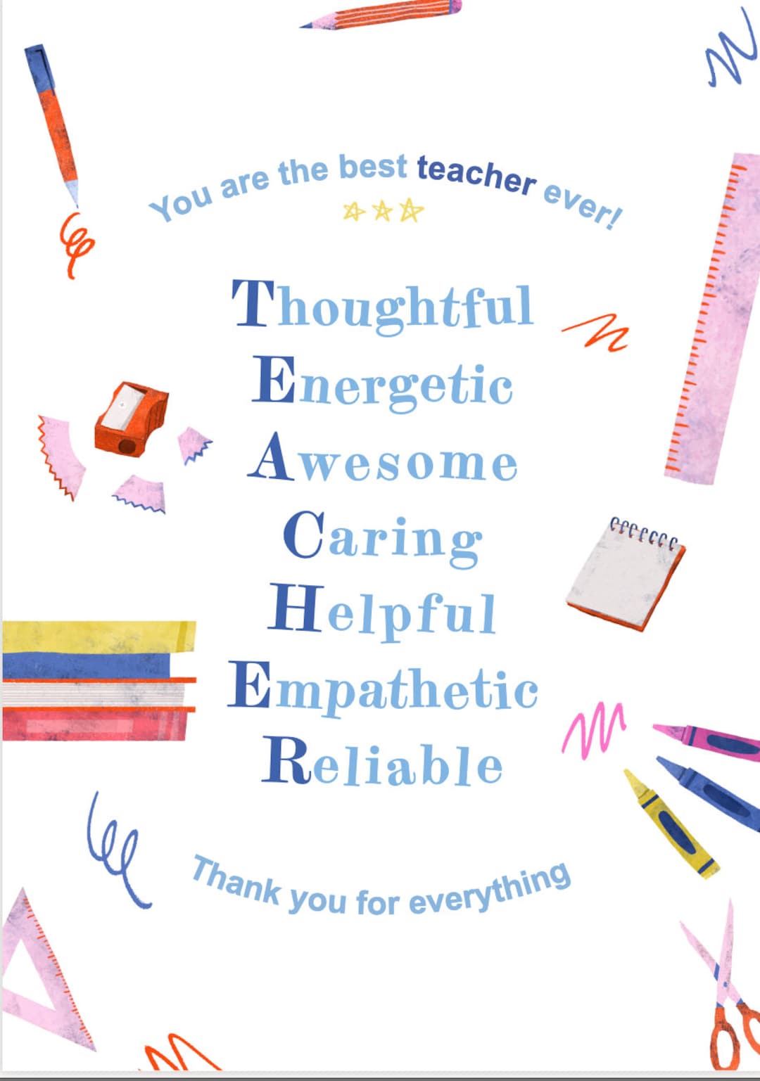 Teacher Acrostic Poem Print - Etsy