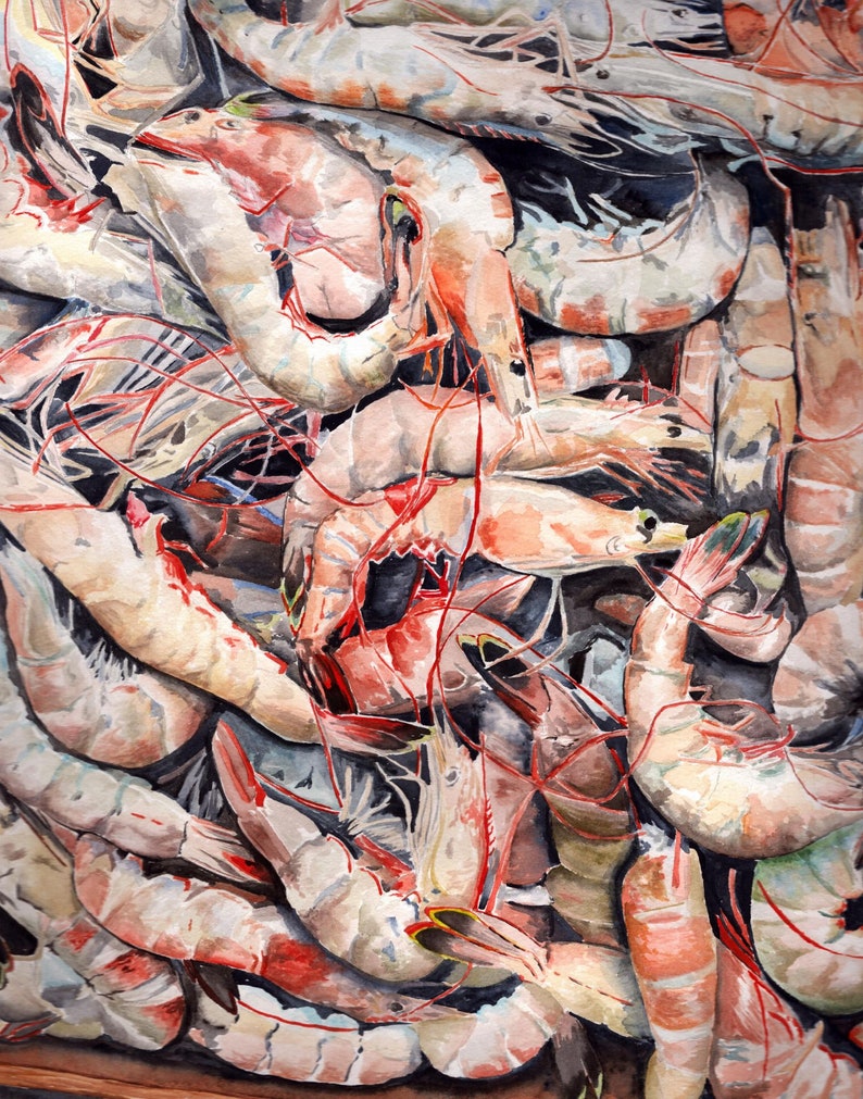 Watercolor, Instant Download, Printable Art, Realistic, Shrimp ...