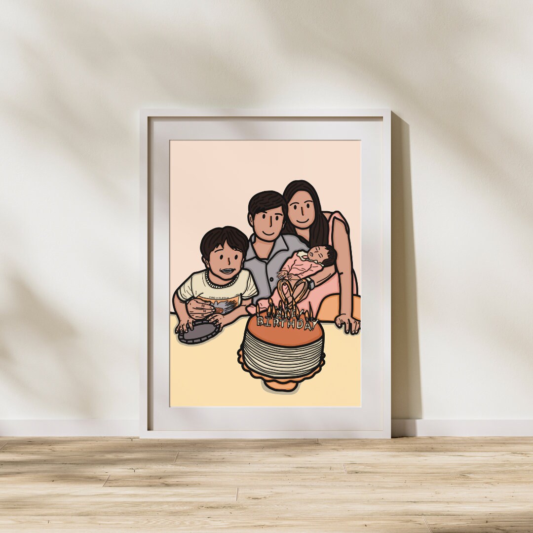 Costum Family Portrait, Personalized Drawing, Illustration, Digital Art ...