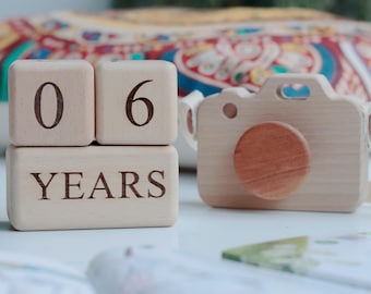 Personalized Wooden Milestone Blocks, Set of 7 Baby Monthly Milestones ...