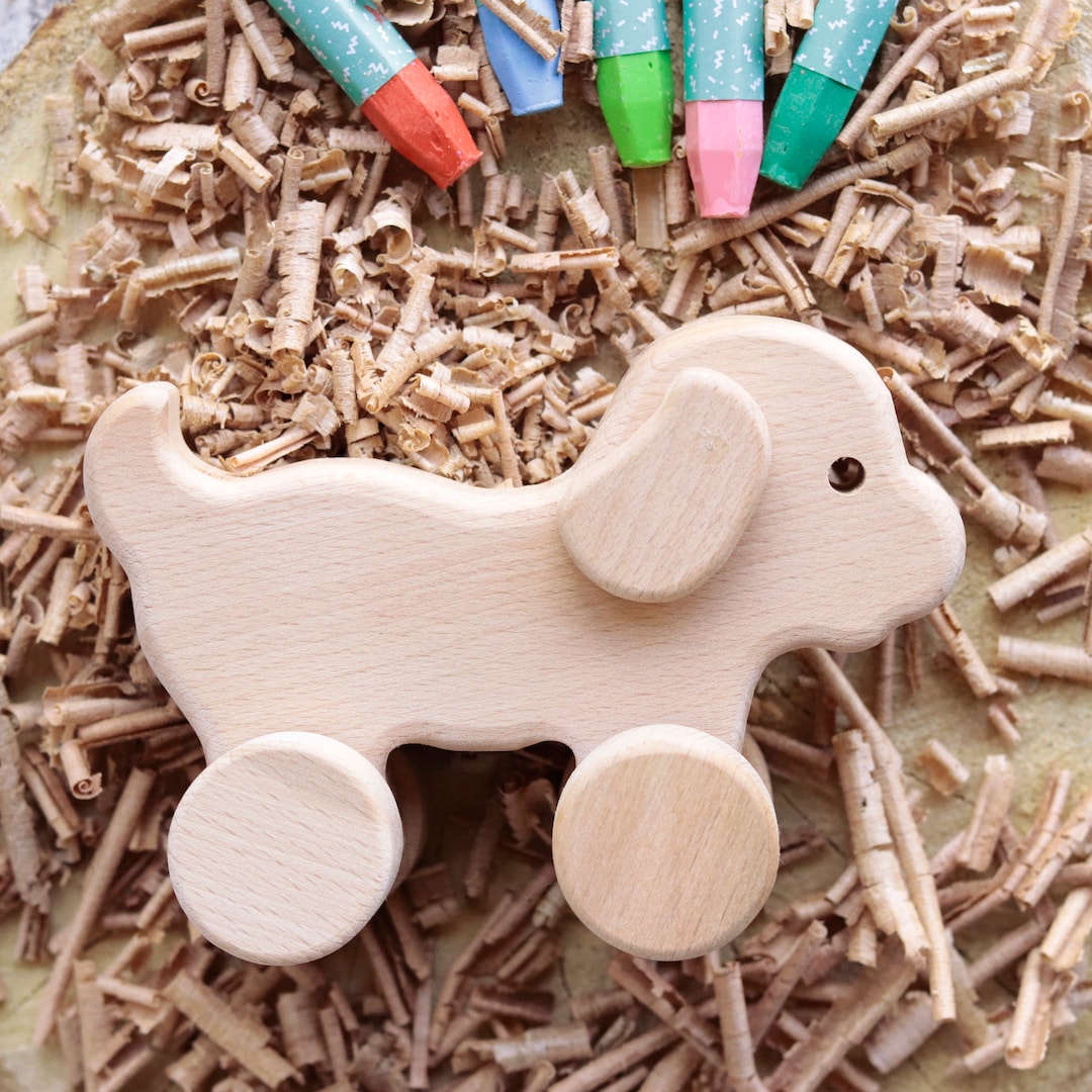Personalized Wooden Puppy Dog Montessori Push Toy on Wheels Christmas ...