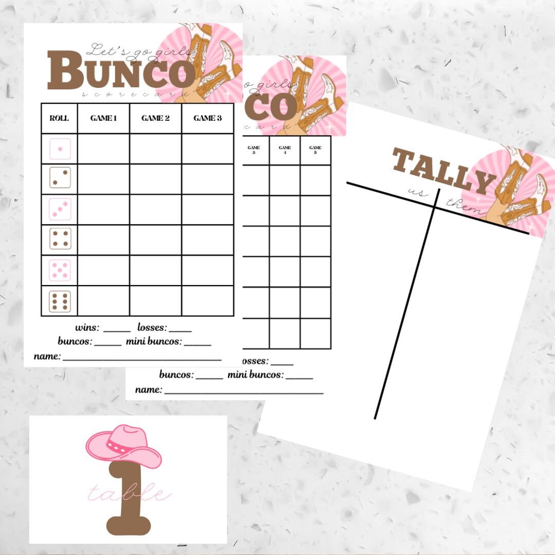 Let's Go Girls, Western, Cowgirl Bunco Scorecard, Tally Sheet, Table ...
