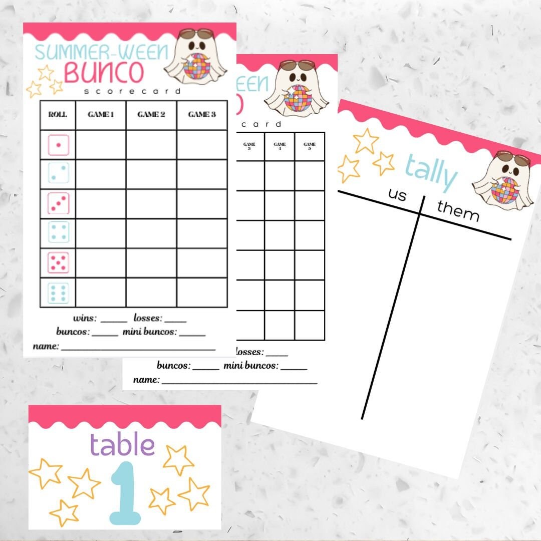 Summer-ween Bunco Scorecard, Tally Sheet, Table Numbers Bundle (digital ...