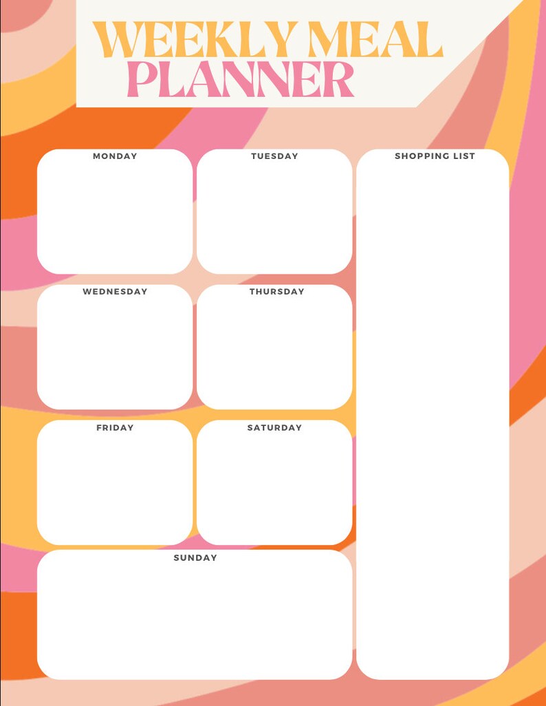 Weekly Meal Planner, Weekly Menu - Etsy