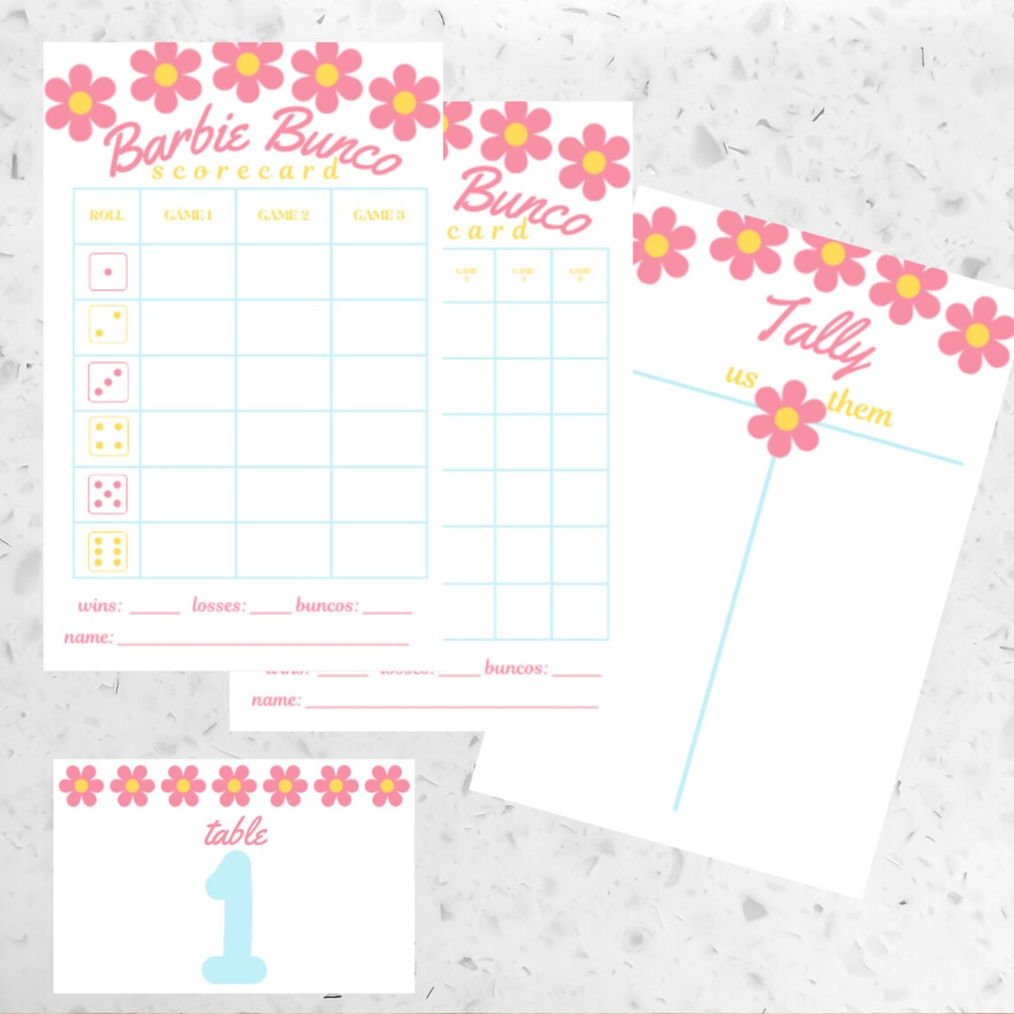 Barbie Bunco Scorecard, Tally Sheet, Table Numbers Bundle (digital ...