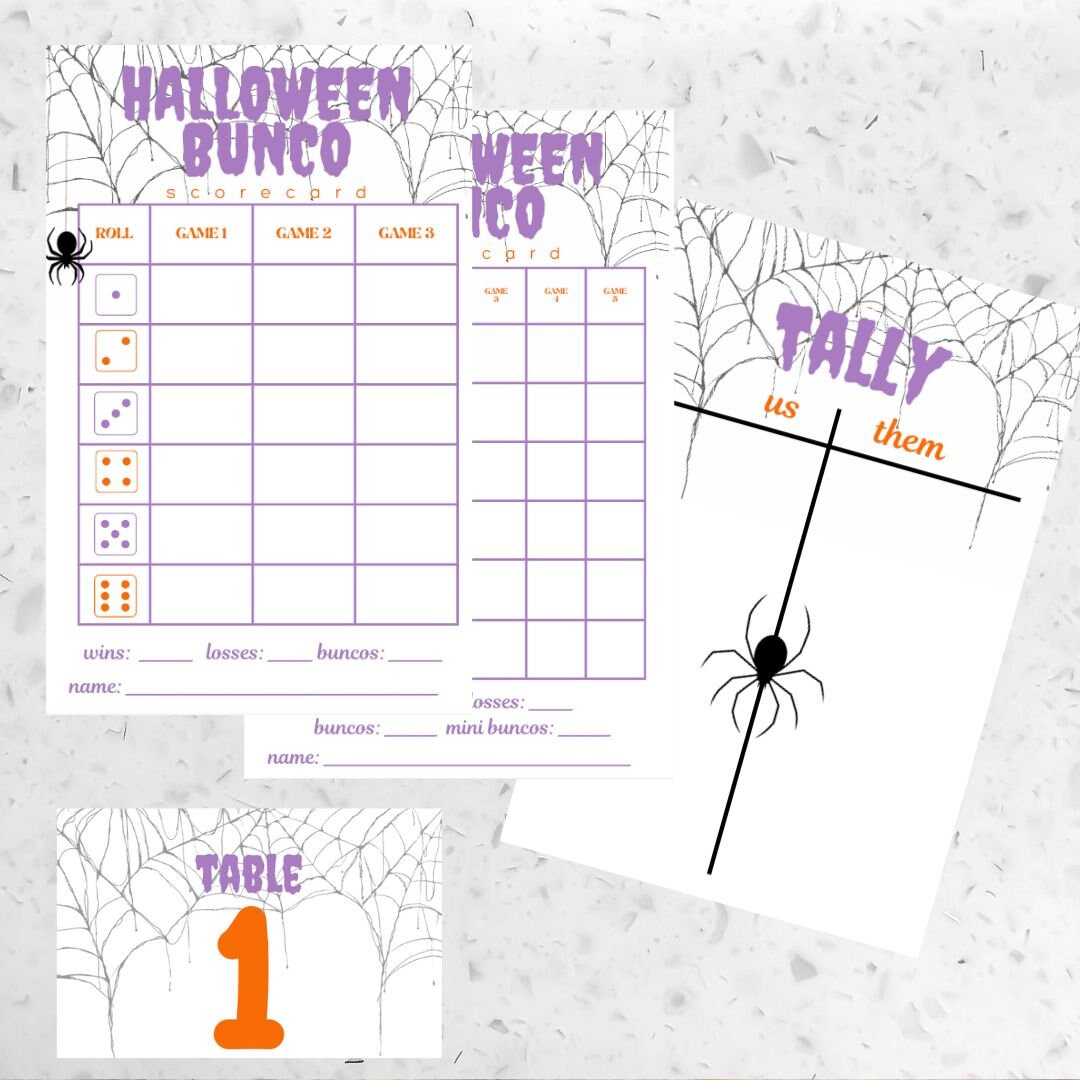 Halloween Bunco Scorecard, Tally Sheet, Table Numbers Bundle (digital ...