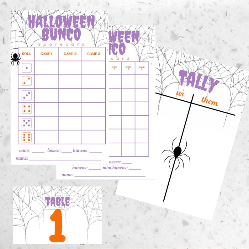 Halloween Bunco Scorecard, Tally Sheet, Table Numbers Bundle (digital ...