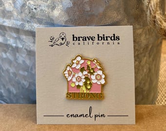 Brave Pin, Gold Soft Enamel Pin, Floral Pin, Courage Gift, Nature Gift ...