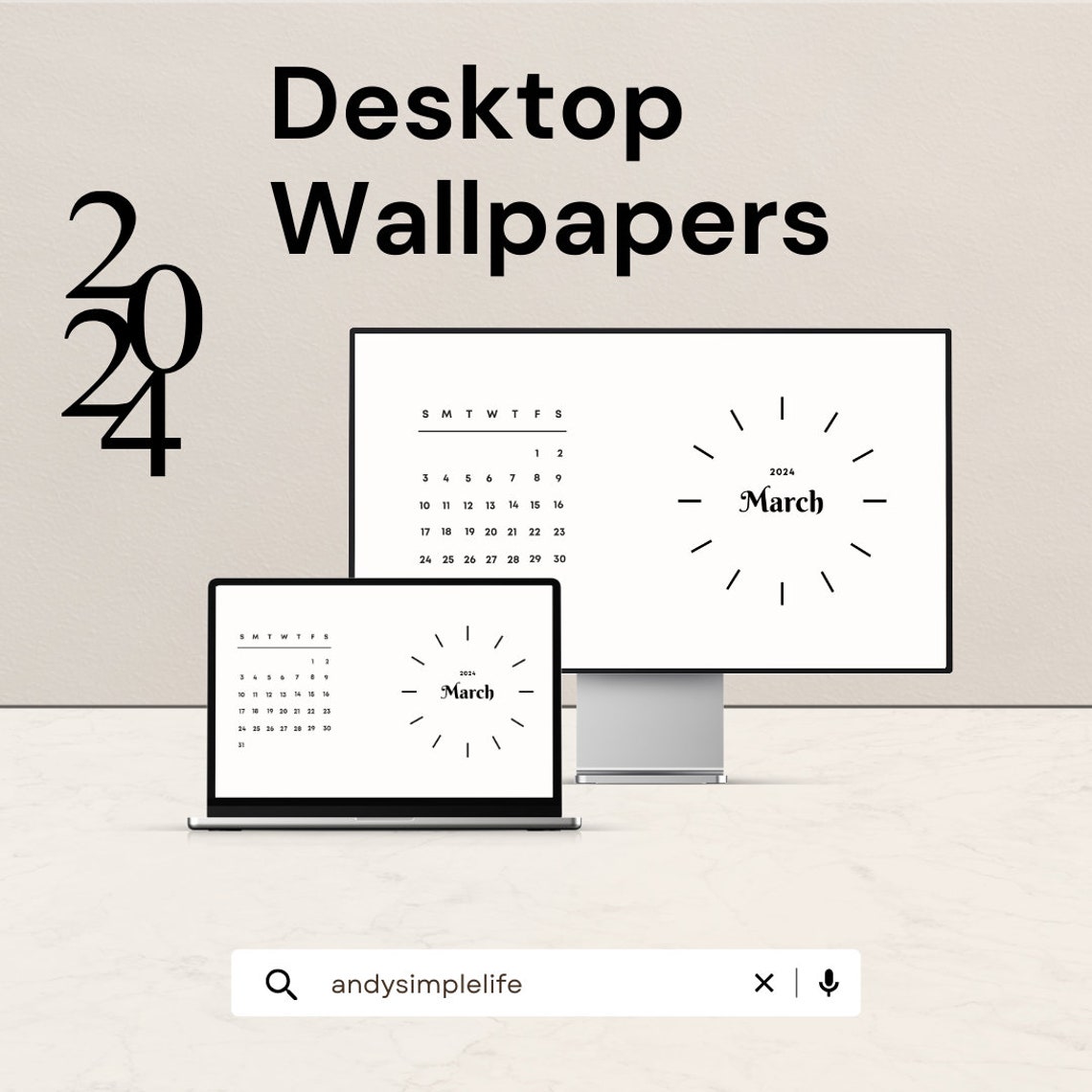 Desktop Calendar Wallpapers 2024 Minimalist Wallpaper, Monthly Desktop ...