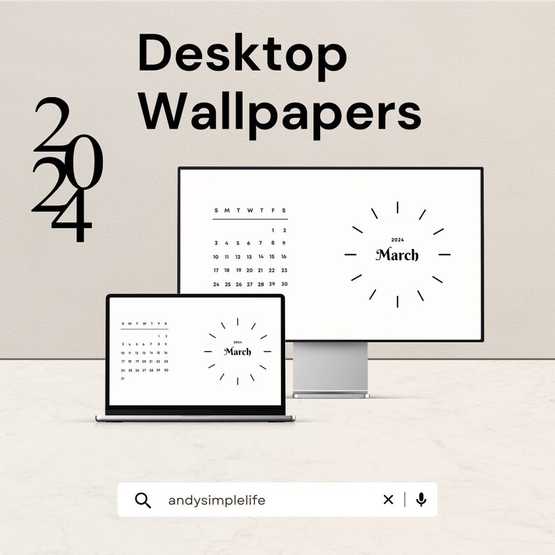 Desktop Calendar Wallpapers 2024 Minimalist Wallpaper, Monthly Desktop ...