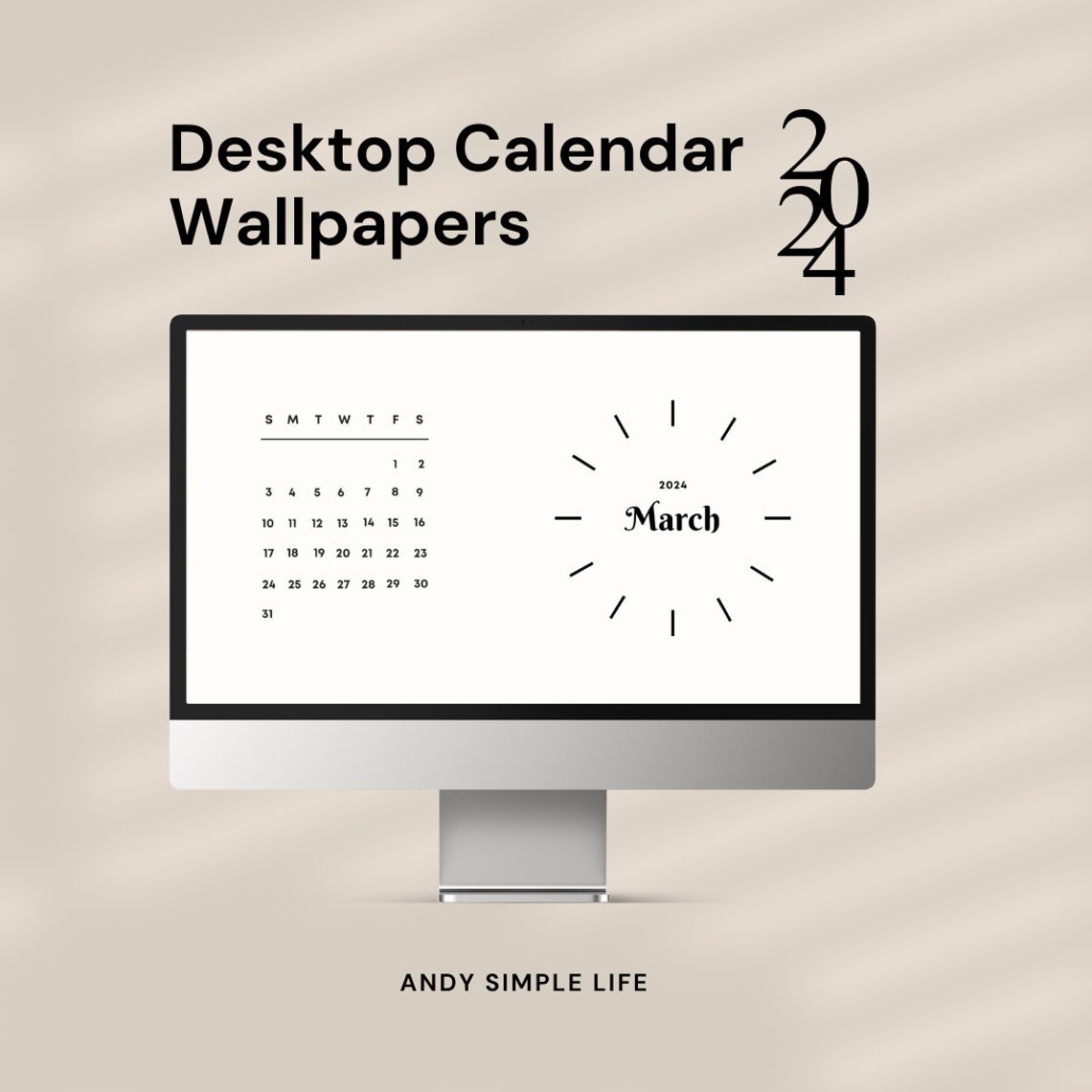 Desktop Calendar Wallpapers 2024 Minimalist Wallpaper, Monthly Desktop ...