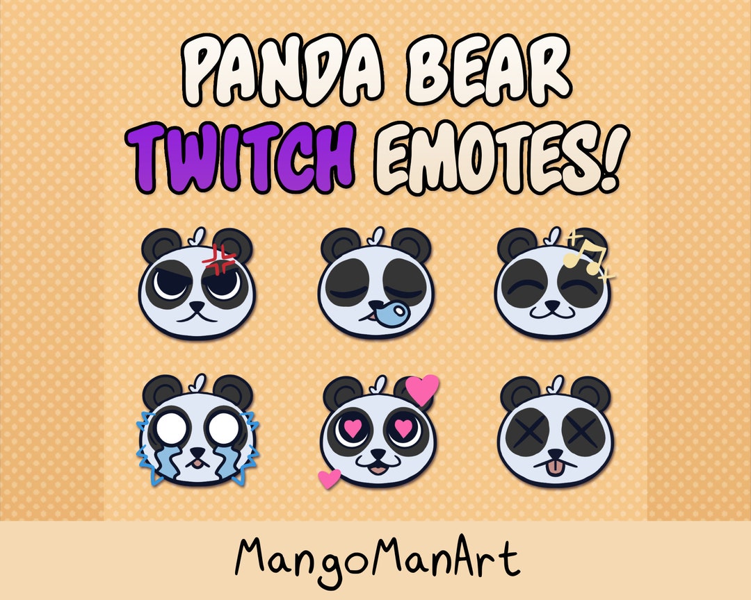 Cute Panda Emotes for Twitch Animal Streaming Badge Youtube Streamer ...