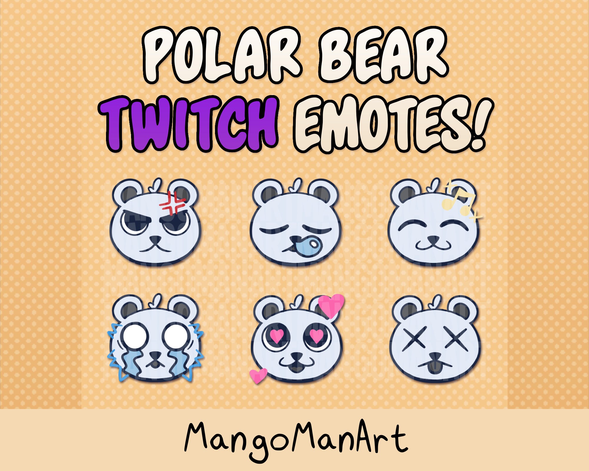 Cute Polar Bear Emotes for Twitch Animal Streaming Badge Youtube ...