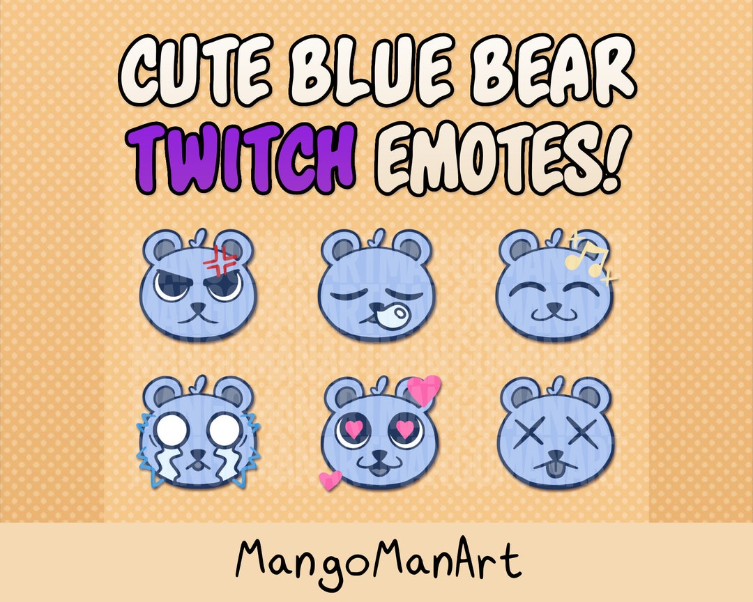 Cute Blue Teddy Bear Emotes for Twitch Animal Streaming - Etsy