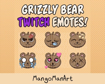 Chibi Bear Emotes for Streamer 8 Kawaii Cute Grizzly Bear Emoji Pack ...