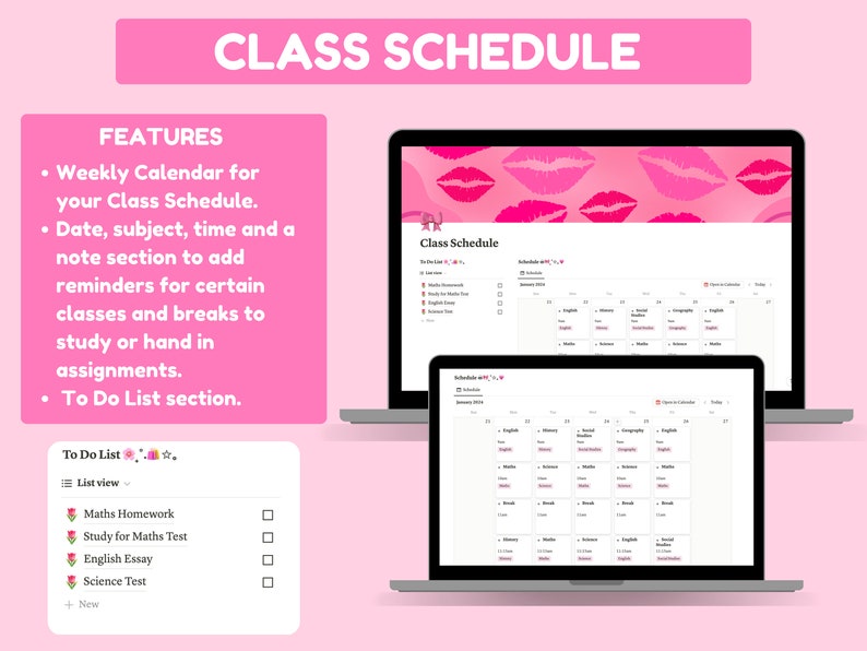 Elle Woods Study Planner Notion Template - Etsy