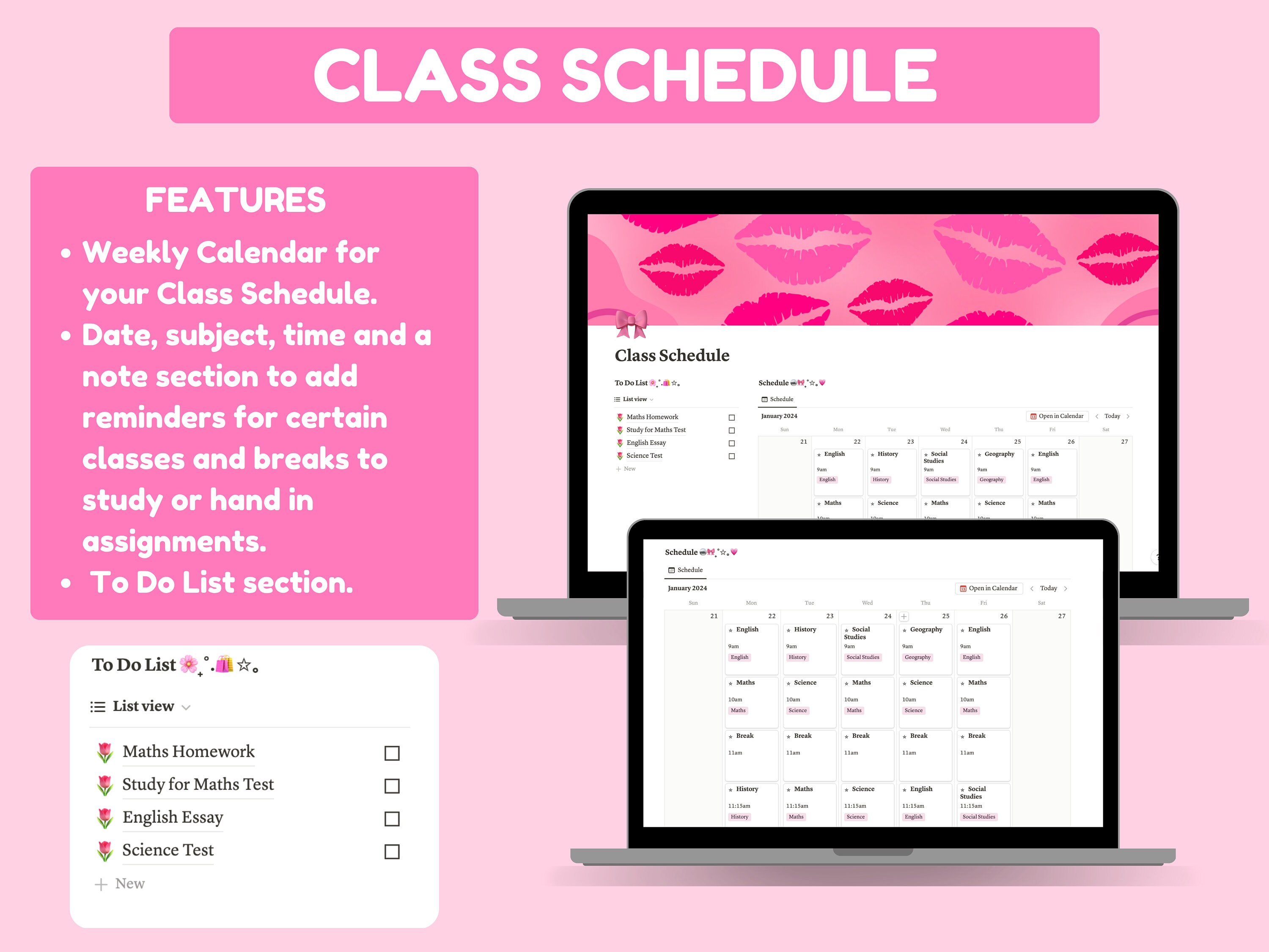 Elle Woods Study Planner Notion Template - Etsy